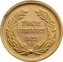 Turkish 100 Piastres Kurush Gold Coin Kemal Ataturk - 1 074