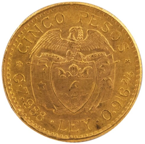 Colombian 5 Pesos Gold Coin - From 951,00