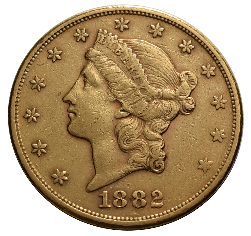 1882 $20 Gold Coin Double Eagle Liberty Head San Francisco - 4 671